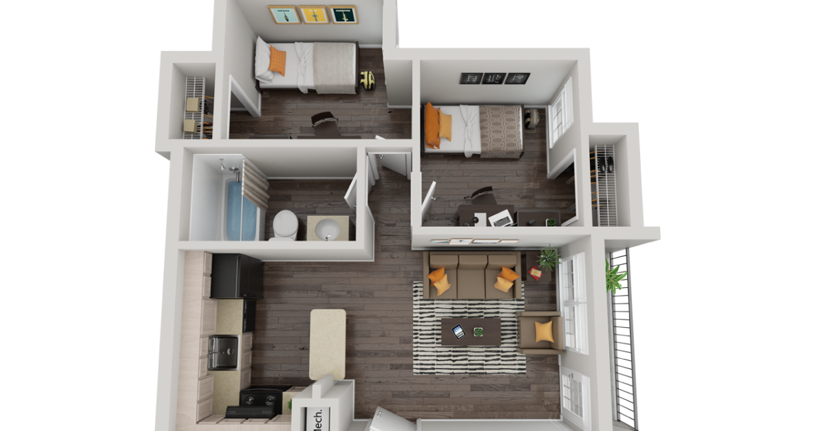 Two Bedroom, One Bathroom - Campus Living Villages