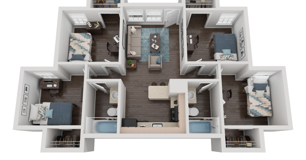 Four Bedroom, Two Bathroom - Campus Living Villages